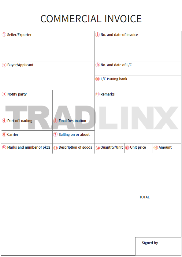 커머셜 인보이스(commercial invoice) 작성법 - 트레드링스 블로그